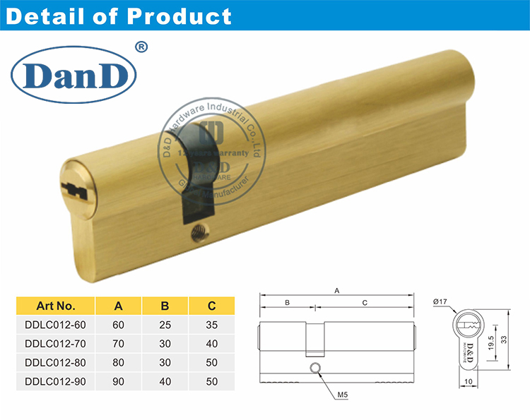 High Security Euro Brass Offset Double Open Key Cylinder-DDLC012 - Buy ...