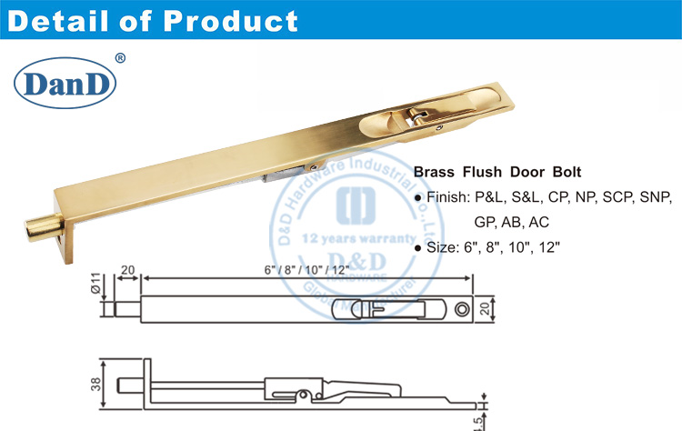 Brass Fitting Concealed Door Flush Bolt for Internal Door-DDDB004 - Buy ...