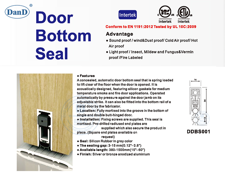 Aluminum Automatic Drop Seal Concealed Door Bottom Seal floor door seal ...