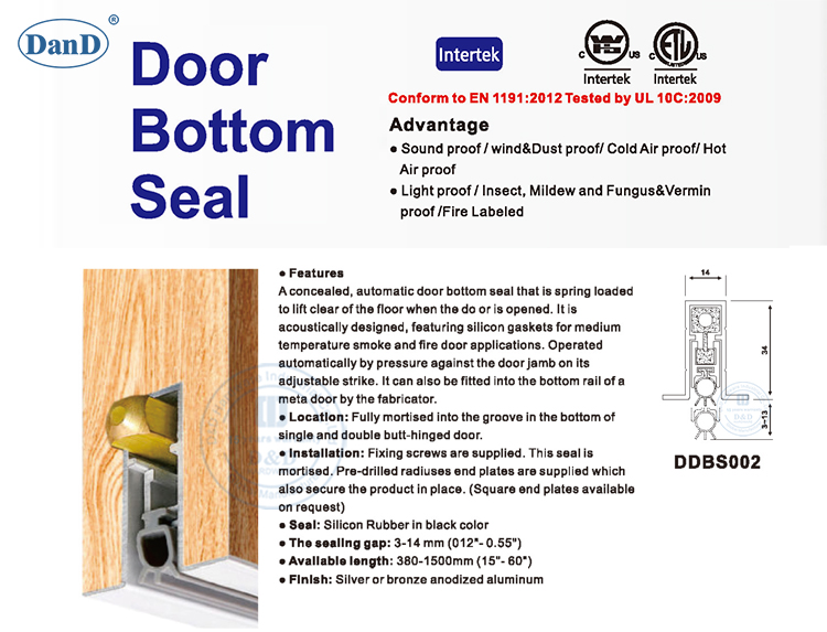 Aluminum Automatic Concealed Door Bottom Seal Door Drop Seal for Smoke ...
